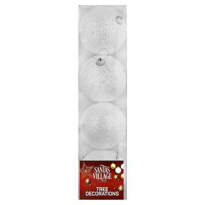 SANTA'S VILLAGE BALL GLITTER SILV 80MMX4 | PnP