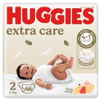 Huggies Extra Care Size 2 New Baby 5 - 7kg Value Pack 66 Nappies | PnP