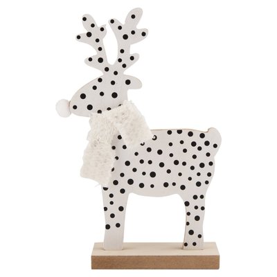 Santa's Village Wooden Black White Reindeer 17cm(H) | PnP