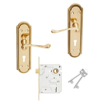 Mackie Solid Brass Door Handle Lock Set | PnP