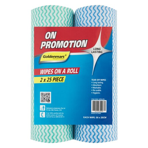 Goldenmarc Wipes On A Roll 2 Pack | PnP