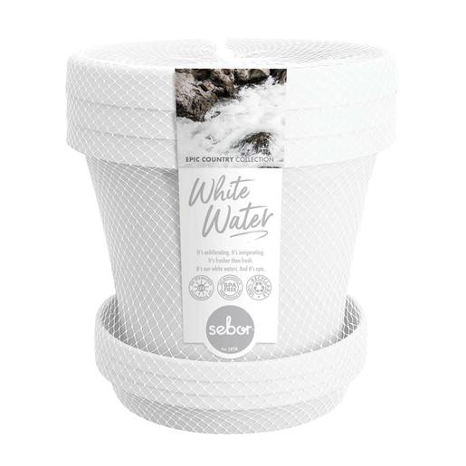 Sebor Super Pot & Saucer 25cm Set White Water | PnP