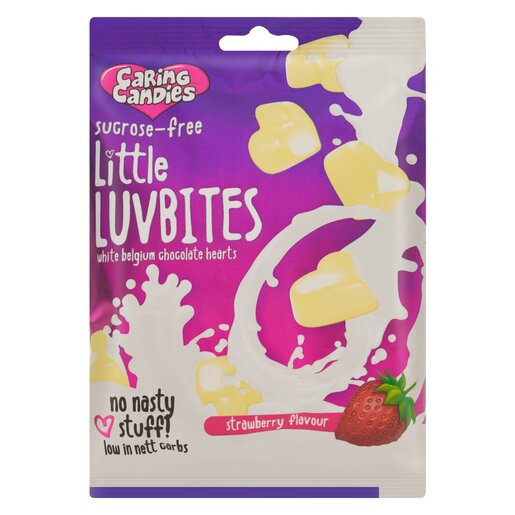 Caring Candies Sugar Free Strawberry White Chocolate Hearts 100g | PnP