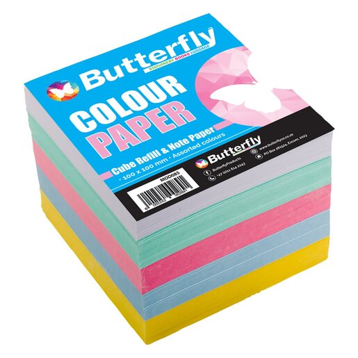 Butterfly Coloured Paper - Cube Refill and Note Paper | PnP