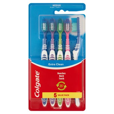 Colgate Extra Clean Medium Toothbrush 5 Pack | PnP