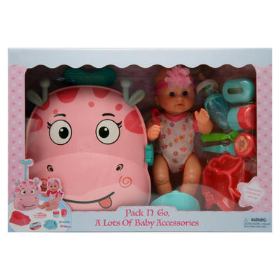 Kids Concepts Pack & Go Baby Doll 33cm With Accessories | PnP