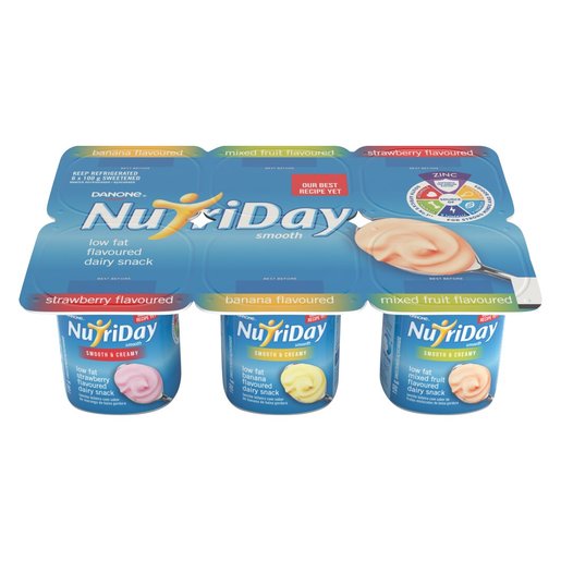 Danone Nutriday Low Fat Smooth Strawberry, Mixed Fruit & Banana Dairy ...