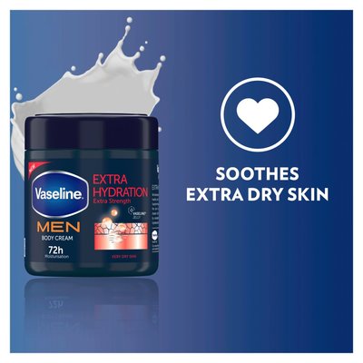 Vaseline Men Extra Hydration Moisturizing Body Cream for Very Dry Skin ...