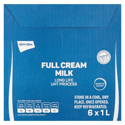 PnP UHT Full Cream Milk 6 x 1L | PnP