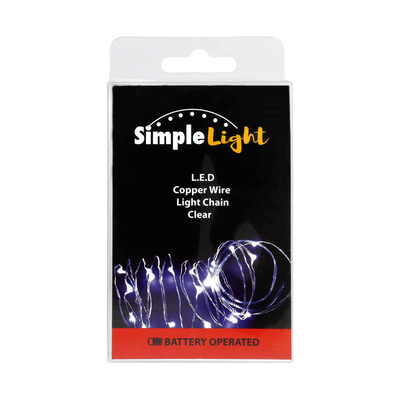 Simple Light 20 Led Copper Wire Clear Light Chain Battery Operated | PnP