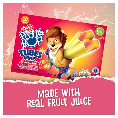 Ola Paddlepop Pineapple & Raspberry Flavoured Fruit Ice Tube Multi-Pack ...