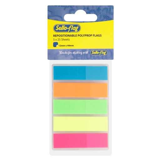 Sello-Flag Repositionable PP Flags Neon (5 x 25 Sheets) | PnP