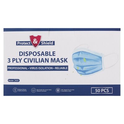 Vita Aid Protect & Shield 3 Ply Disposable Face Mask 50 Pack | PnP