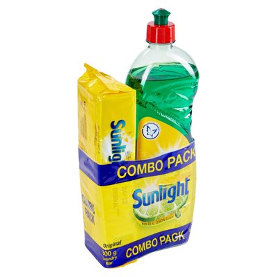 Sunlight Dishwashing Liquid & Laundry Bar Value Pack Regular 750ml+500g ...
