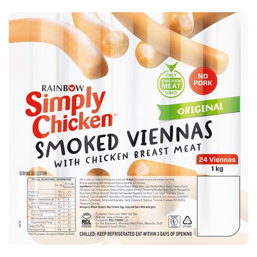 Rainbow Original Chicken Viennas 1kg | Smart Price Specials | PnP Home