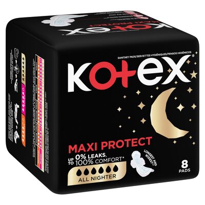 Kotex All Nighter Maxi Thick Pads With Wings 8 Pack | PnP