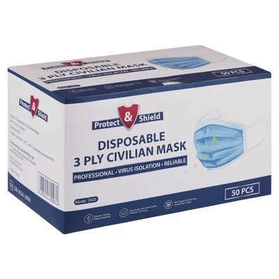 Vita Aid Protect & Shield 3 Ply Disposable Face Mask 50 Pack | PnP