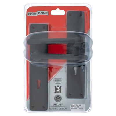 Fort Knox 3-Lever No.8 Royal Satin Matte Black Nickle Lockset | PnP