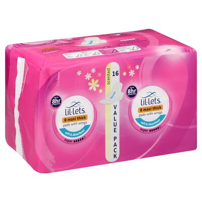 Lil-lets Scented Maxi Thick Pads with Wings Super 16s | PnP