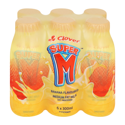 Super M Medium Fat Banana Milk 6 x 300ml | PnP