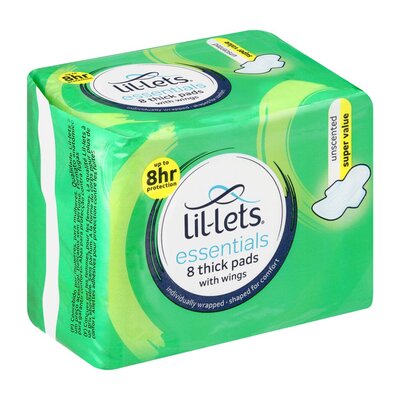 Lil-lets Essentials Thick Pads Unscented with Wings 8s | Smart Price ...