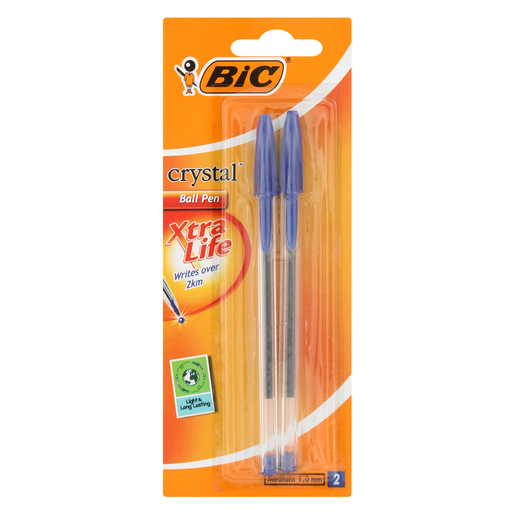 Bic Crystal Blue Extra Life Ballpoint Pens 2 Pack | PnP