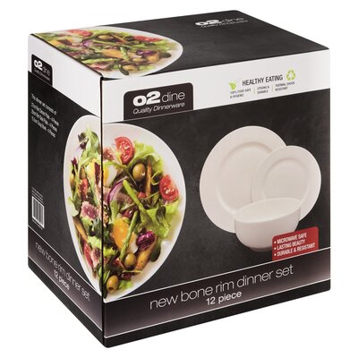 O2 Dinner Set Newbone Rim White 12 Piece | PnP