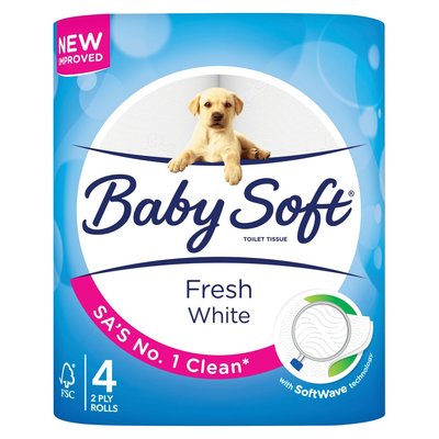 Baby Soft White 2 Ply Toilet Paper 4 Pack | PnP
