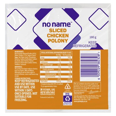 No Name Sliced Chicken Polony 180g | PnP
