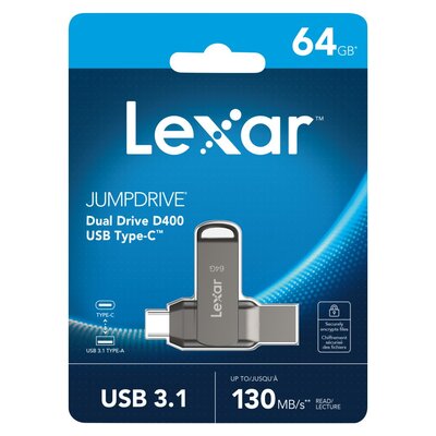 Lexar D400 64GB 3.1 Dual C + A USB Flash Drive | Smart Price Specials ...