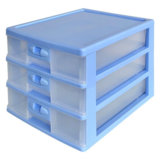 Ambolt A4 3-Layer Clear & Blue Plastic Storage Box | PnP