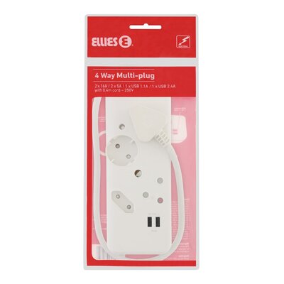 Ellies 4 Way Multi Plug With Usb | PnP