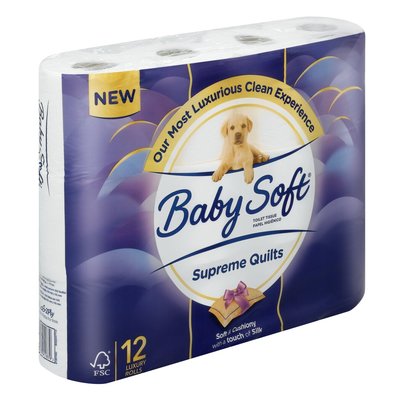 Baby Soft Supreme Quilts 2 Ply Toilet Paper 12 Pack | PnP