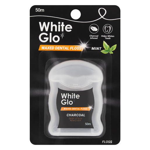 White Glo Charcoal Waxed Dental Floss 50m | PnP