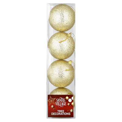 SANTA'S VILLAGE BALL GLITTER GOLD 80MMX4 | PnP