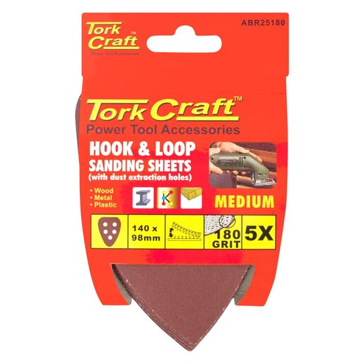 Torkcraft 80 Grit Sanding Triangle 140 x 98mm 5 Pack | PnP