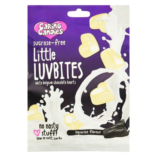 Caring Candies Liquorice White Chocolate Hearts | PnP