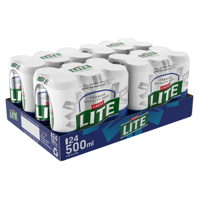 Castle Lite Premium Lager Beer 24 x 500ml | Smart Price Specials | PnP Home