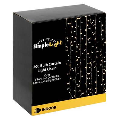Simple Light 200 Bulb Curtain Light Chain | PnP