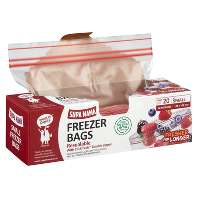 Supa Mama Small Resealable Freezer Bags 20 Pack | PnP