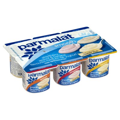 Parmalat Low Fat Strawberry, Apricot & Banana Smooth Yoghurt 6 x 100g ...