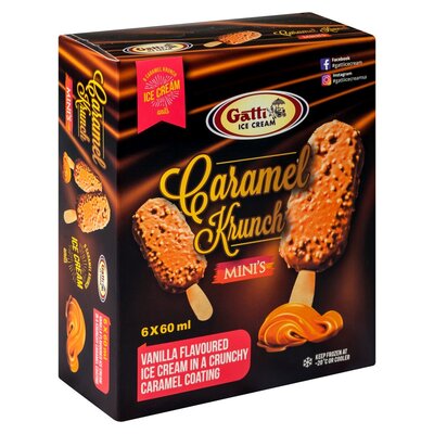 Gatti Mini Caramel Krunch Ice Cream Sticks 6 x 60ml | PnP
