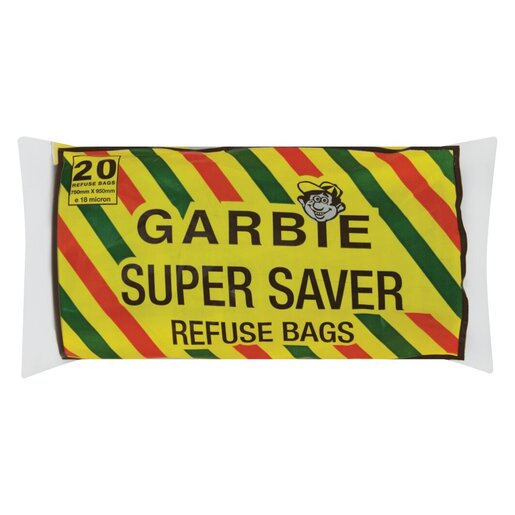 Garbie Super Saver Refuse Bags Black 750mm x 950mm 20 Pack | PnP