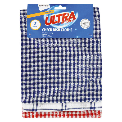 PnP Ultra Checked Dishcloths 3 Pack | PnP