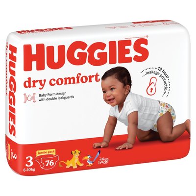 Huggies Dry Comfort Size 3 Jumbo Pack 76 Nappies | PnP