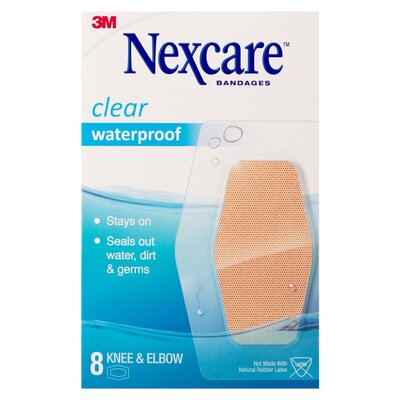 Nexcare Clear Waterproof Plaster Knee & Elbow 8 Pack | PnP