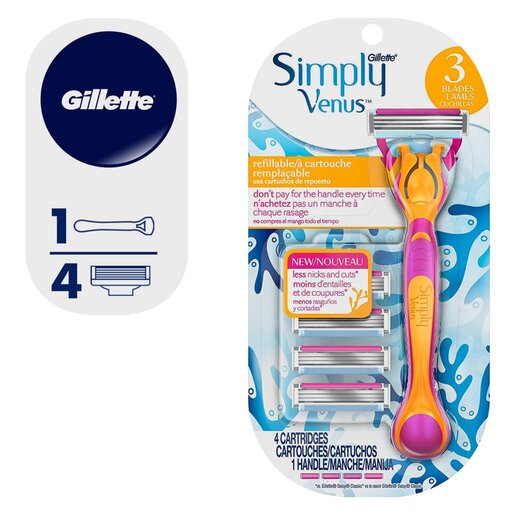 Gillette Simply Venus Razor & 4 Cartridges | PnP