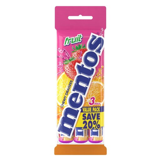 Mentos Chewy Sweet Candy Fruit Flavor 3 Pack | PnP