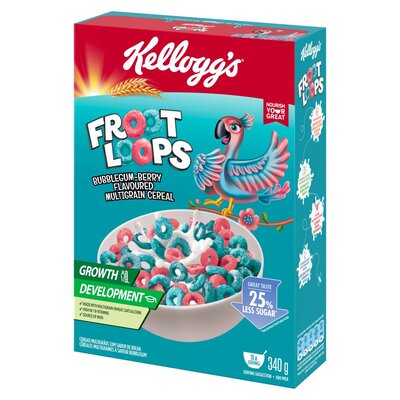 Kellogg's Froot Loops Bubblegum-Berry Flavoured Multigrain Cereal 340g ...