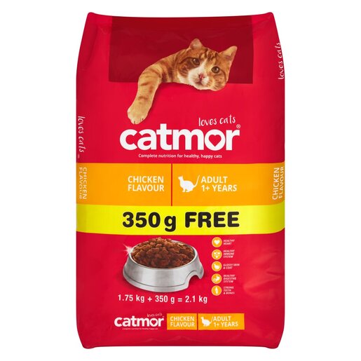 Catmor Chicken Flavour Dry Adult Cat Food 1.75kg + 350g Free | Smart ...